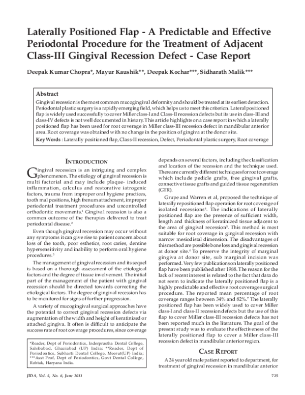 (PDF) Laterally Positioned Flap - A Predictable and Effective ...