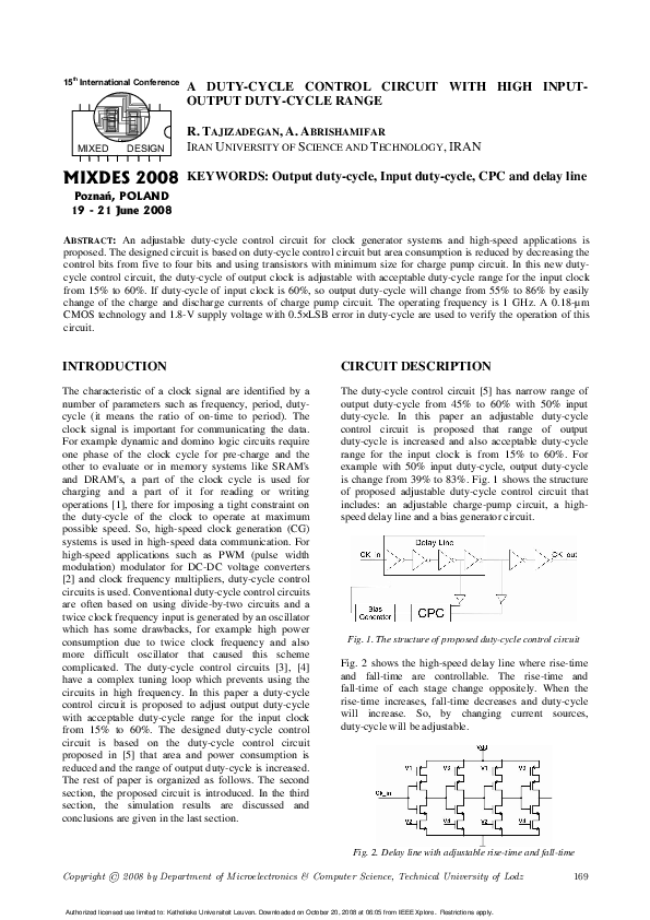 Pdf A Duty Cycle Control Circuit With High Input Output Duty Cycle Range