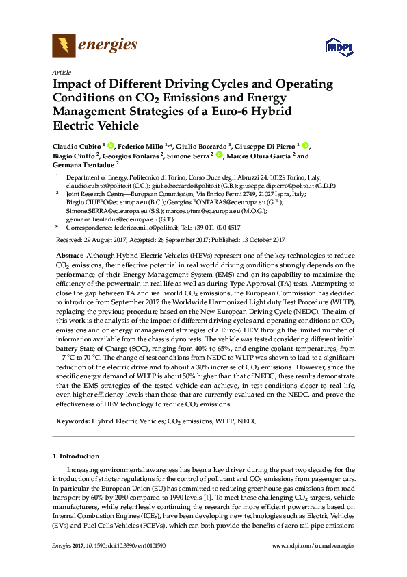 (PDF) Impact of Different Driving Cycles and Operating Conditions on ...