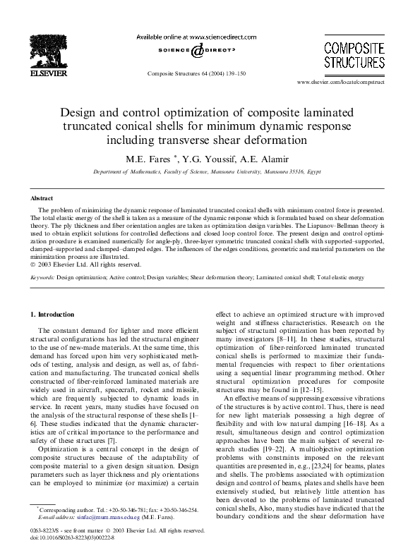 (PDF) Design and control optimization of composite laminated truncated conical shells for ...