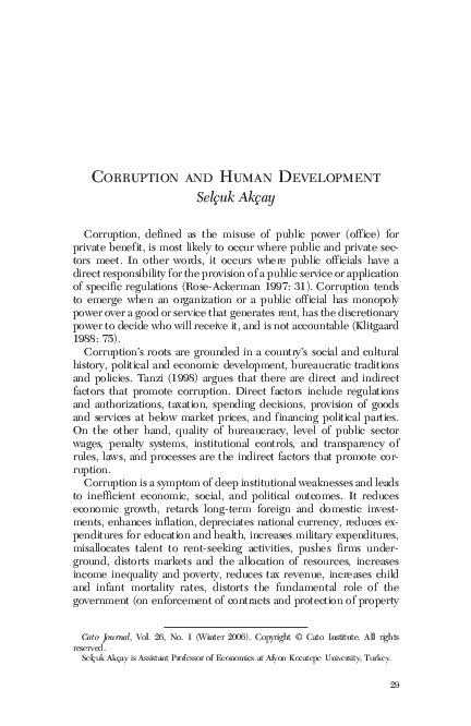 (PDF) Corruption and human development