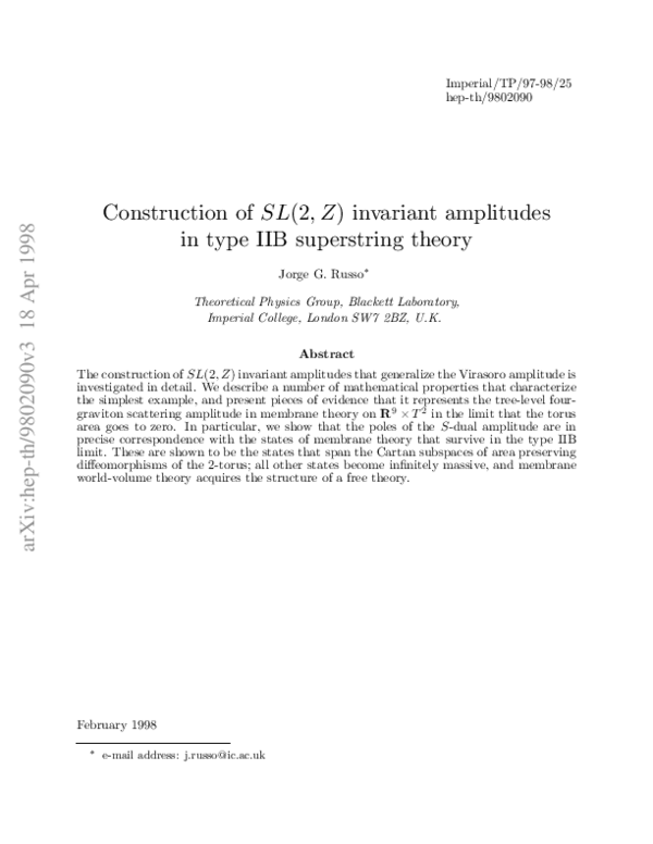 (PDF) Construction of amplitudes in type IIB superstring theory