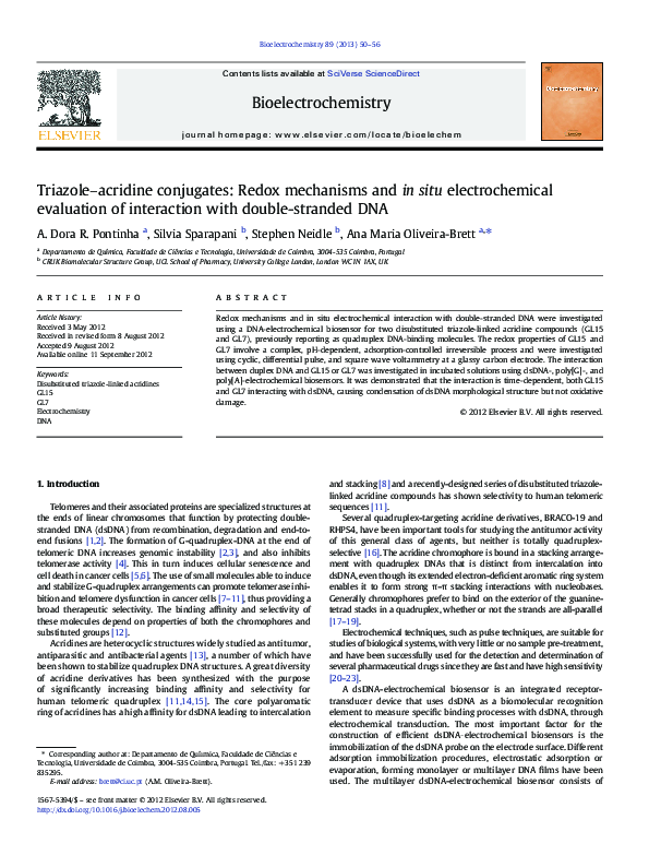 (PDF) Triazole–acridine conjugates: Redox mechanisms and in situ ...