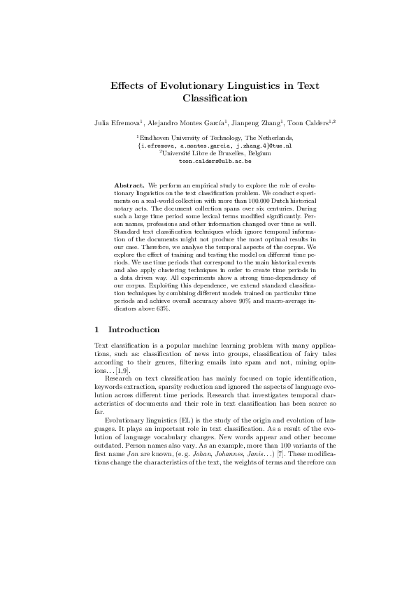 (PDF) Effects of Evolutionary Linguistics in Text Classification ...