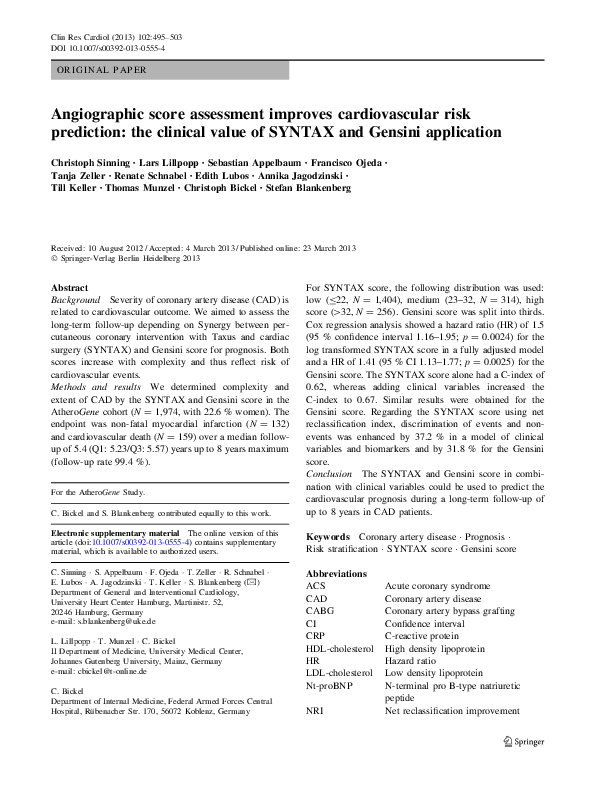 (PDF) Angiographic score assessment improves cardiovascular risk ...