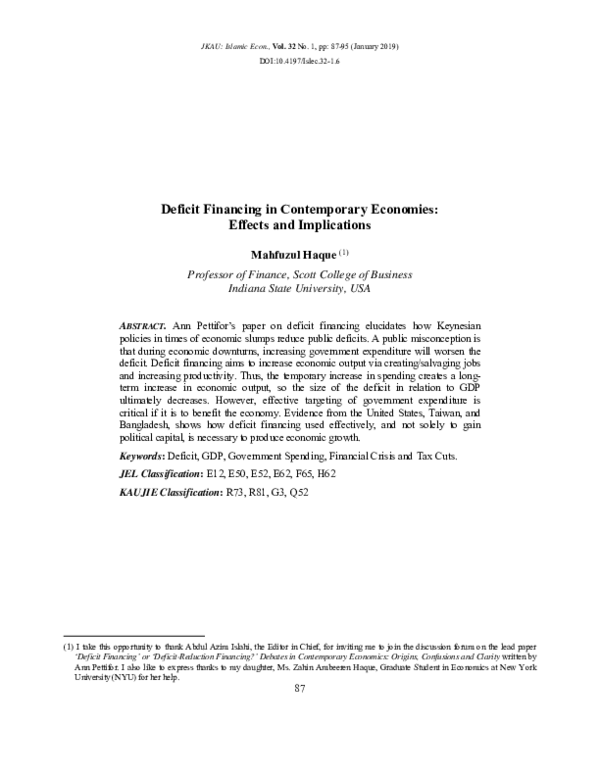 (PDF) Deficit Financing in Contemporary Economies: Effects and Implications