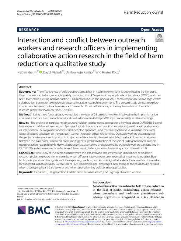 (PDF) Interaction and conflict between outreach workers and research officers in implementing ...