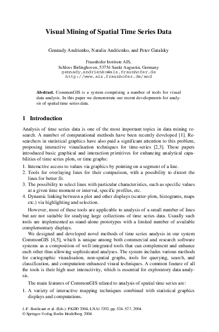 Pdf Visual Mining Of Spatial Time Series Data