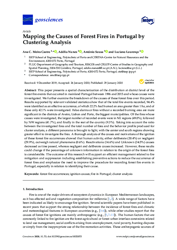 (PDF) Mapping the Causes of Forest Fires in Portugal by Clustering Analysis
