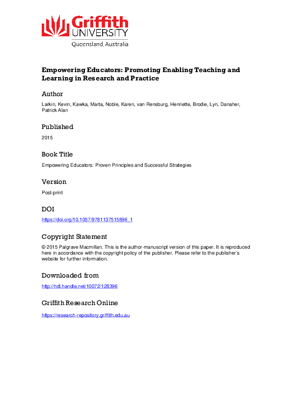 (PDF) Empowering Educators: Promoting Enabling Teaching and Learning in ...