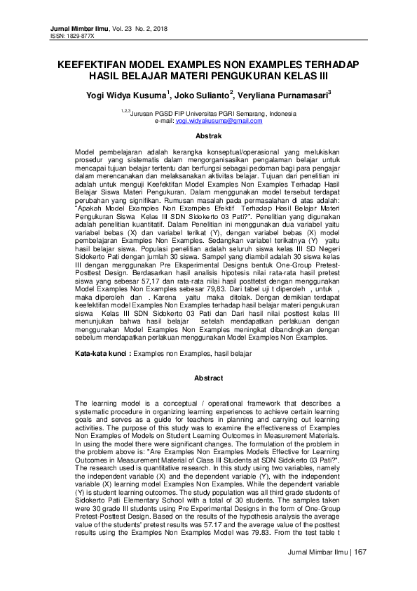 (PDF) Keefektifan Model Examples Non Examples Terhadap Hasil Belajar ...