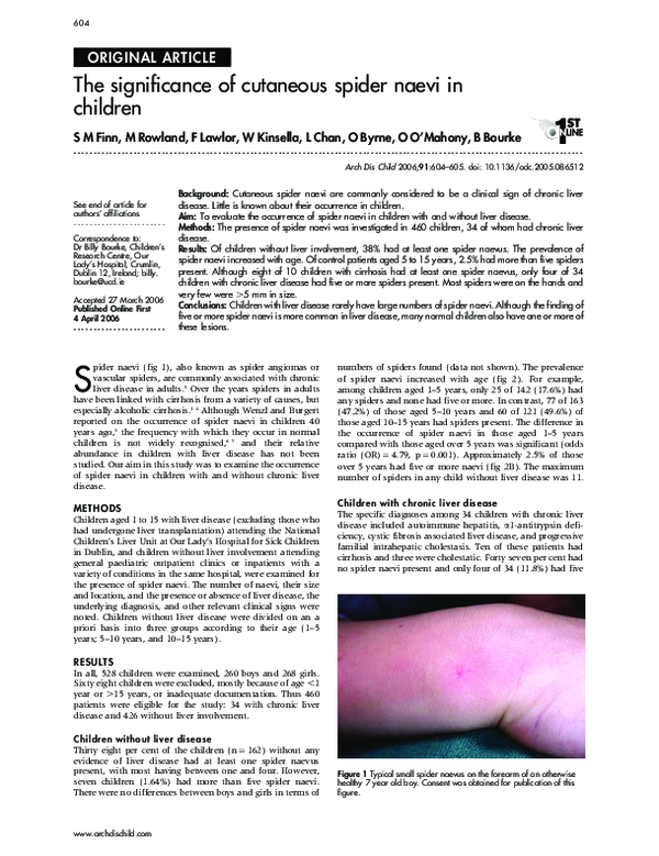 (PDF) The significance of cutaneous spider naevi in children | Marion ...