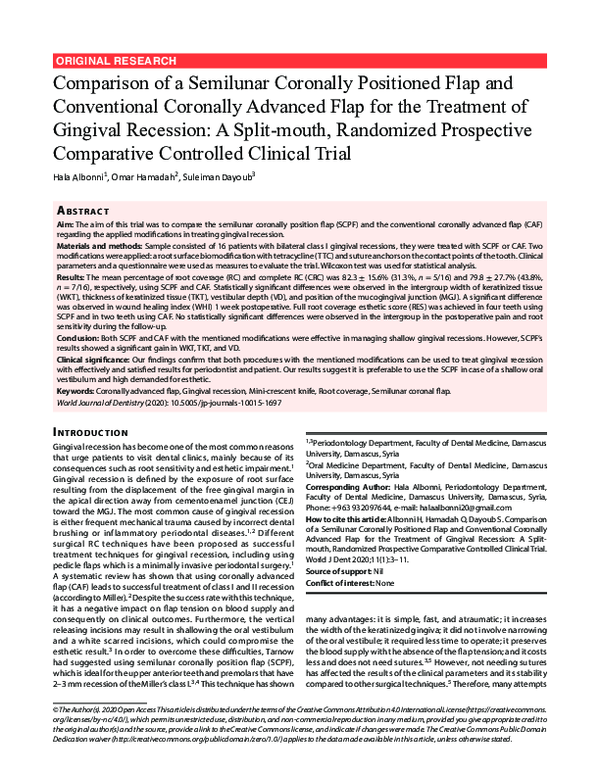 (PDF) Comparison of a Semilunar Coronally Positioned Flap and ...