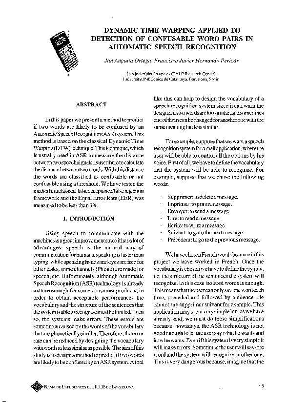 (PDF) Dynamic time warping applied to detection of confusable word pairs in automatic speech ...