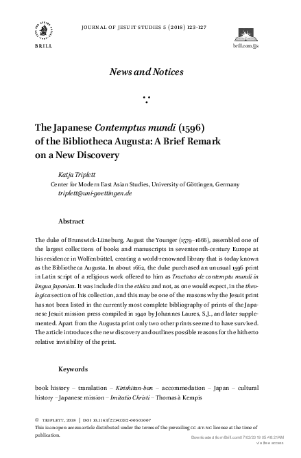 (PDF) The Japanese Contemptus mundi (1596) of the Bibliotheca Augusta ...
