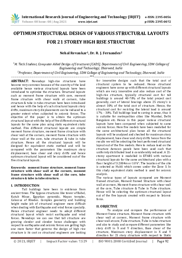 (PDF) IRJET- OPTIMUM STRUCTURAL DESIGN OF VARIOUS STRUCTURAL LAYOUTS ...