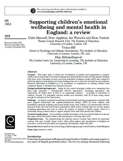 (PDF) Supporting Children's Emotional Devlopment