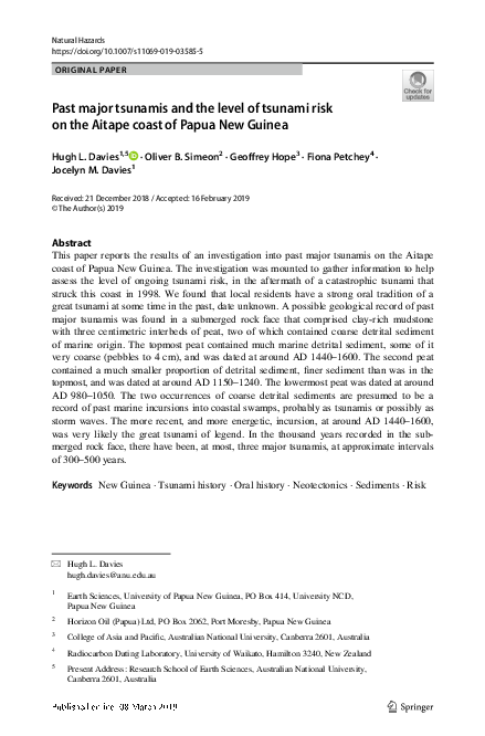 (PDF) Past major tsunamis and the level of tsunami risk on the Aitape ...