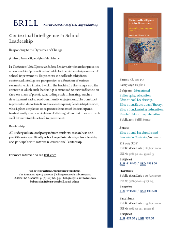 (PDF) Contextual Intelligence in School Leadership