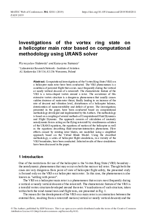 (PDF) Investigations of the vortex ring state on a helicopter main ...
