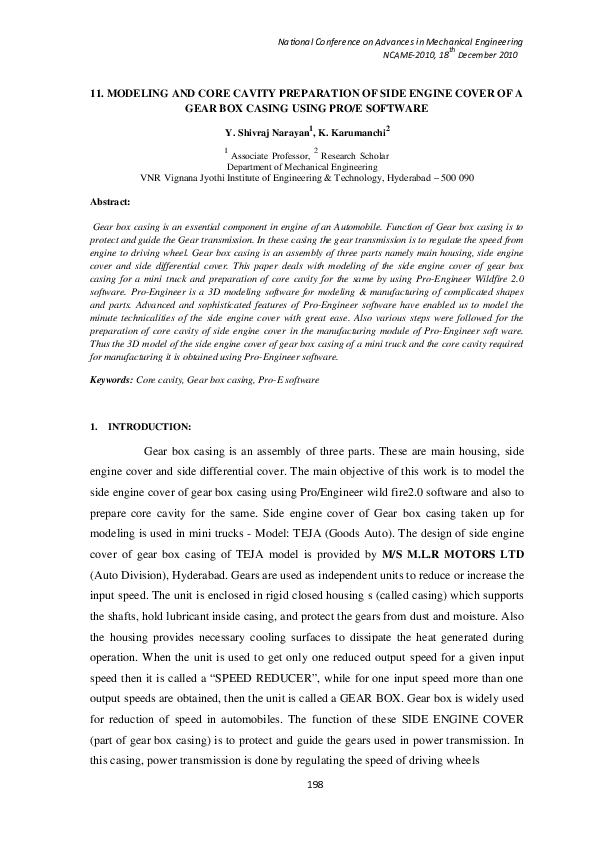 (PDF) Modeling And Core Cavity Preparation Of Side Engine Cover Of A ...