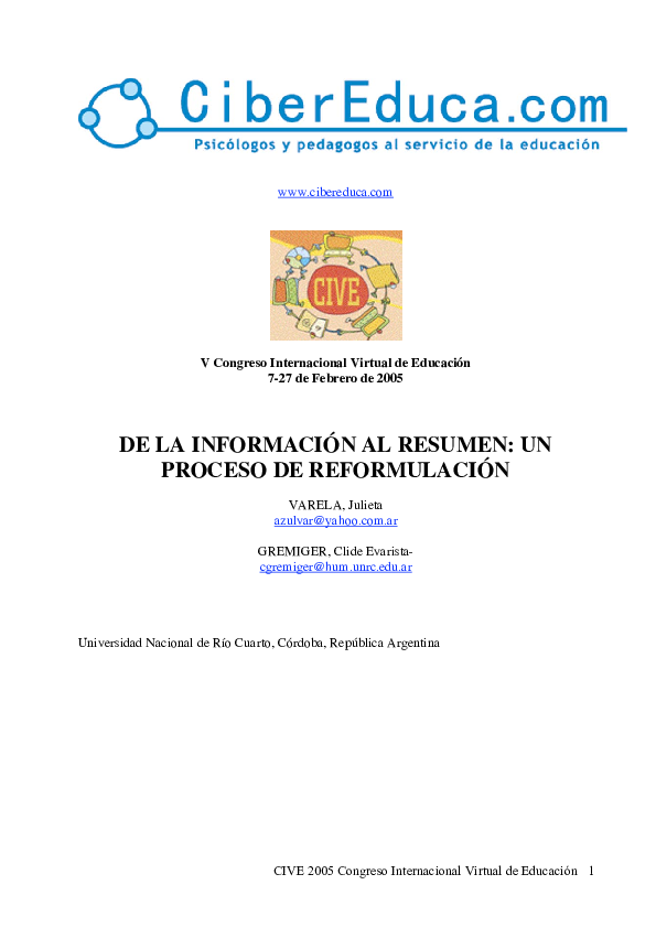 (PDF) De la información al resumen: un proceso de reformulación
