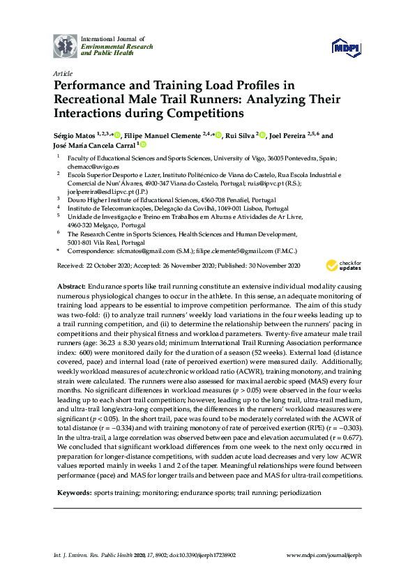 (PDF) Performance and Training Load Profiles in Recreational Male Trail ...