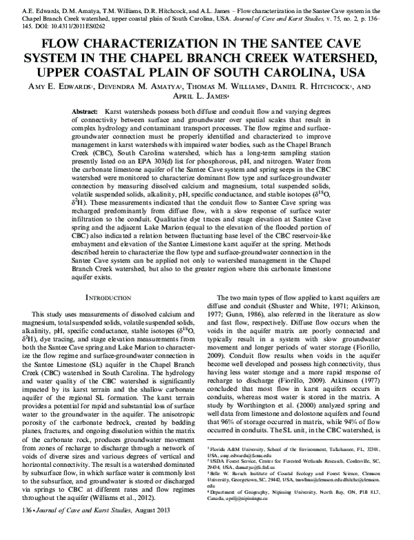 (PDF) Flow Characterization in the Santee Cave System in the Chapel ...