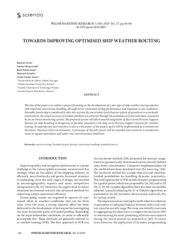 (PDF) Towards Improving Optimised Ship Weather Routing