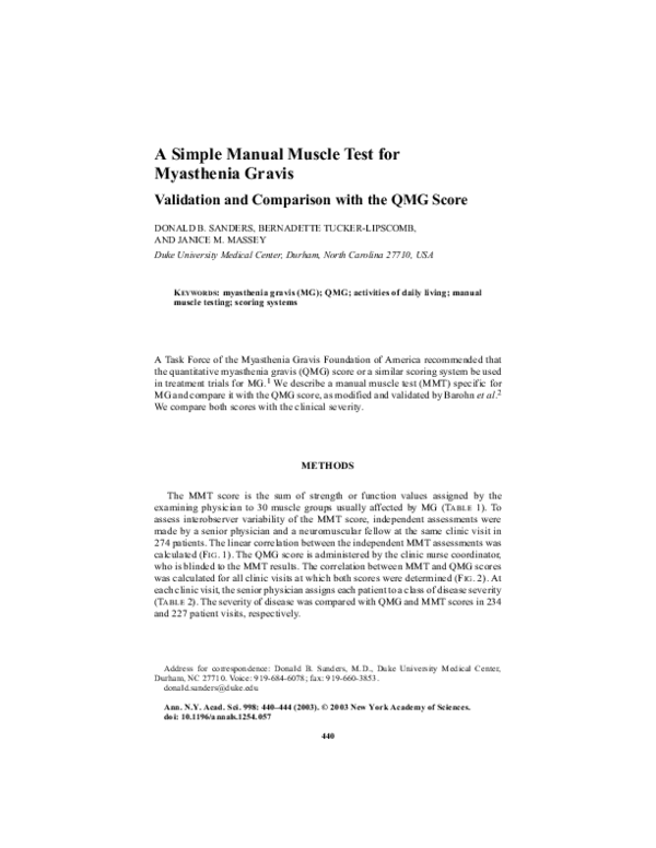 (PDF) A simple manual muscle test for myasthenia gravis: validation and ...