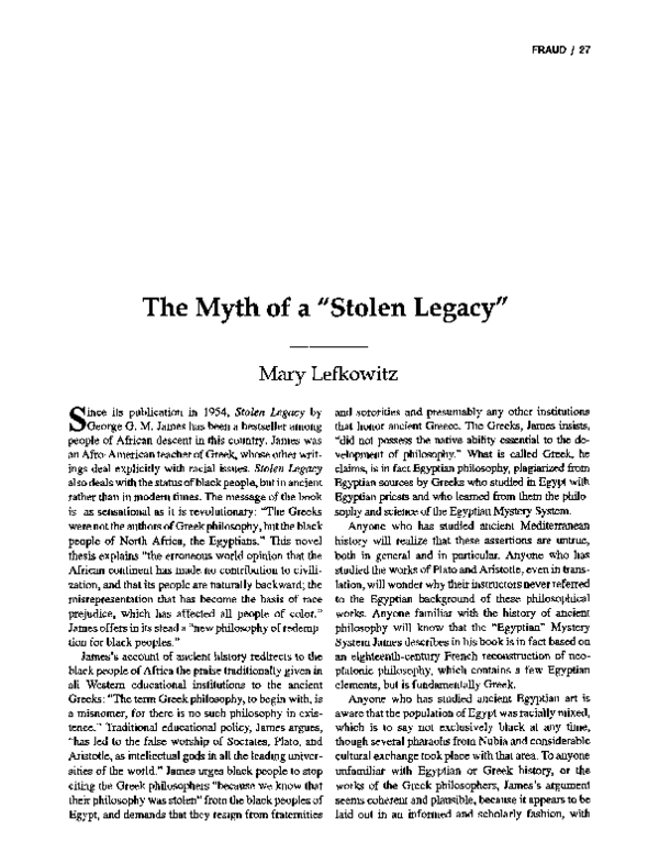 (PDF) The myth of a Stolen Legacy