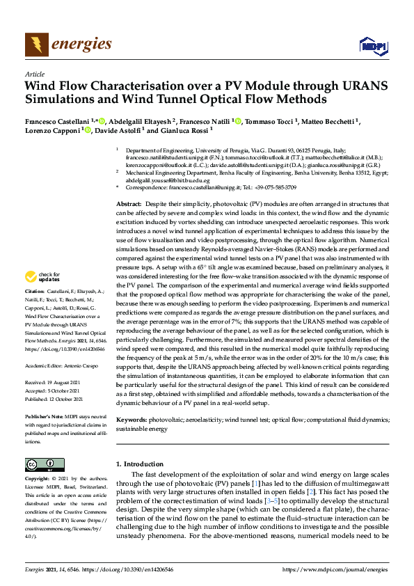 (PDF) Wind Flow Characterisation over a PV Module through URANS ...