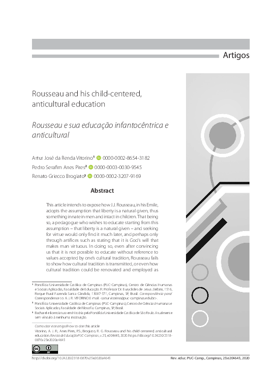 (PDF) Rousseau and his child-centered, anticultural education ...