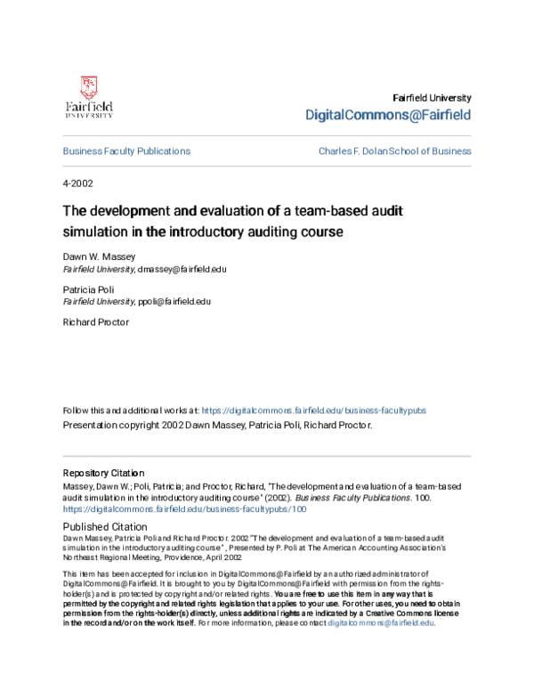 (PDF) The Development and Evaluation of a Team-Based Audit Simulation ...