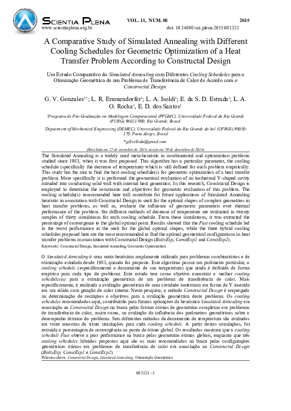 (PDF) A Comparative Study of Simulated Annealing with different Cooling Schedules for Geometric ...