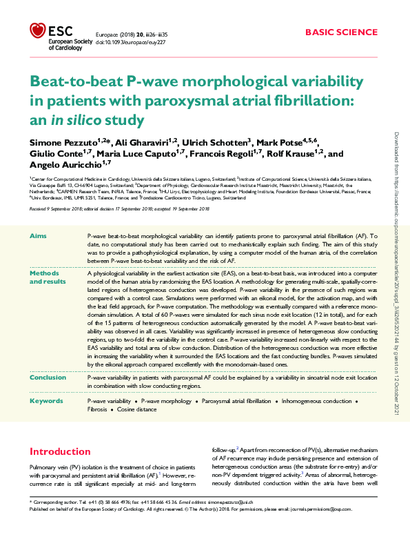 Beat-to-beat P-wave morphological variability in patients with ...