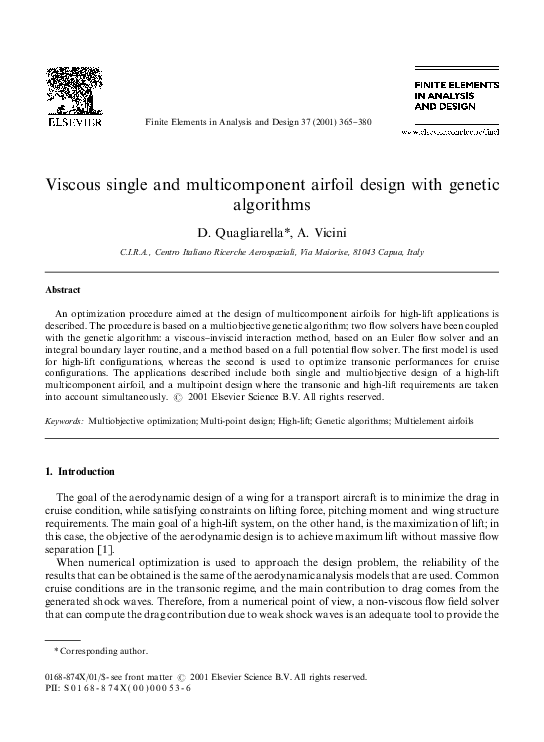 (PDF) Viscous single and multicomponent airfoil design with genetic ...