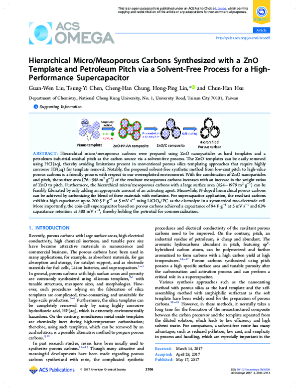 (PDF) Hierarchical Micro/Mesoporous Carbons Synthesized with a ZnO Template and Petroleum Pitch ...