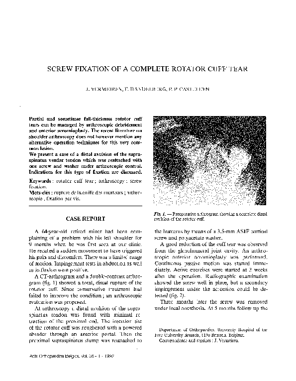 (PDF) Screw fixation of a complete rotator cuff tear
