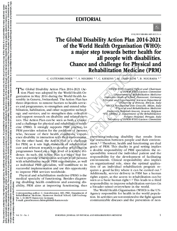 (PDF) The Global Disability Action Plan 2014-2021 of the World Health ...