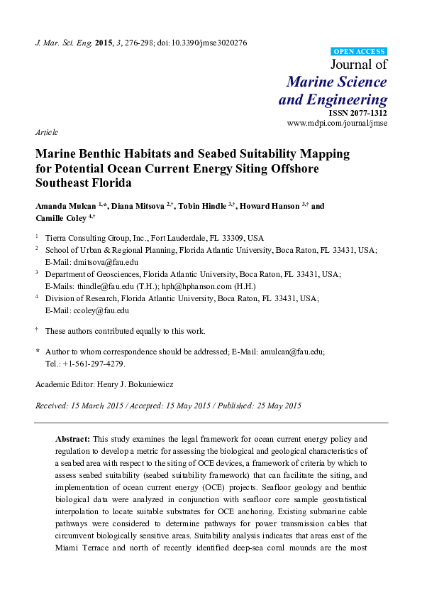 (PDF) Marine Benthic Habitats and Seabed Suitability Mapping for ...