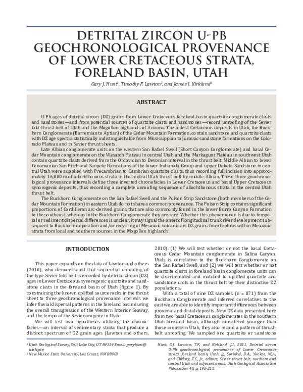 (PDF) Detrital Zircon U-Pb Geochronological Provenance of Lower Cretaceous Deposits, Foreland ...