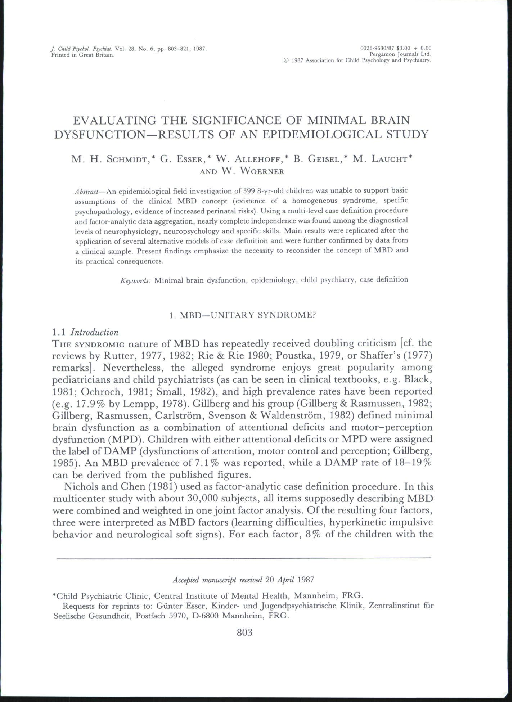 (PDF) Evaluating the Significance of Minimal Brain Dysfunction?Results ...