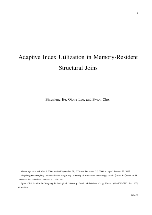 (PDF) Adaptive Index Utilization in Memory-Resident Structural Joins