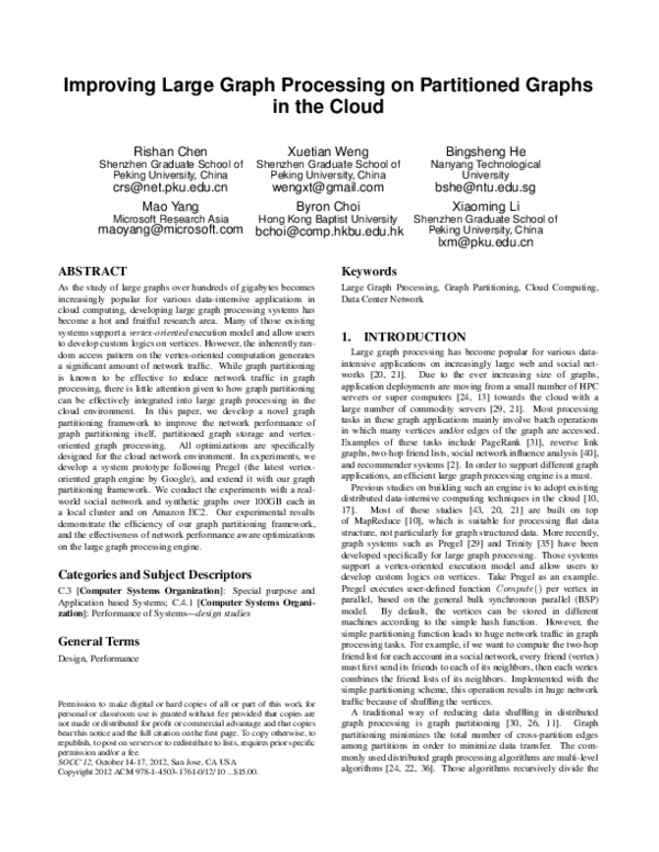 (PDF) Improving large graph processing on partitioned graphs in the cloud
