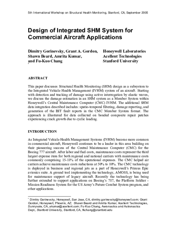 (PDF) Design of Integrated SHM System for Commercial Aircraft Applications