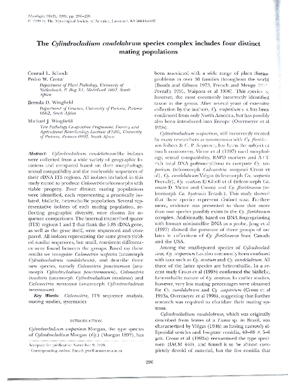 (PDF) The Cylindrocladium candelabrum Species Complex Includes Four ...