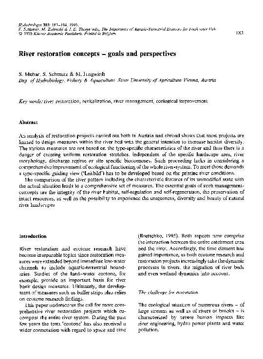 (PDF) River restoration concepts — goals and perspectives