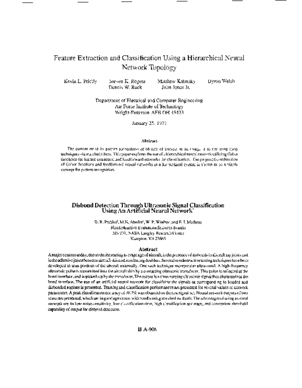 Pdf Feature Extraction And Classification Using A Hierarchical Neural