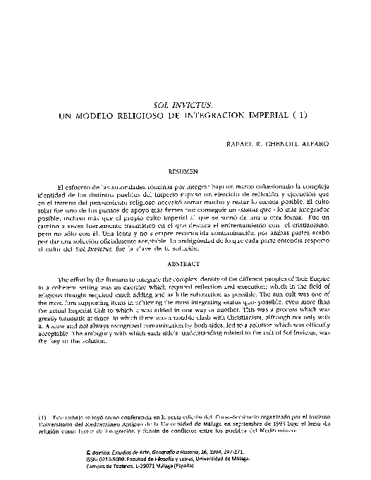 (PDF) Sol Invictus: un modelo religioso de integración imperial